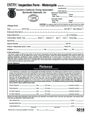 Fillable Online Fillable Online ENTRY/ Inspection Form - Motorcycle Fax ...