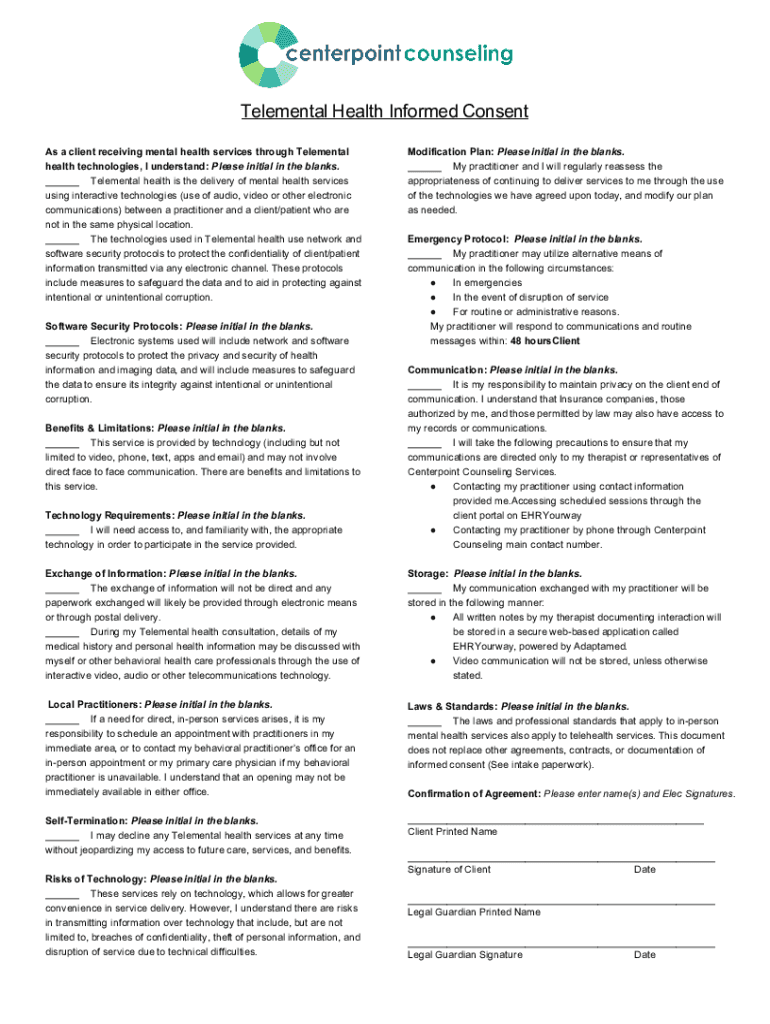 Fillable Online INFORMED CONSENT - A Counseling Services Group Fax ...