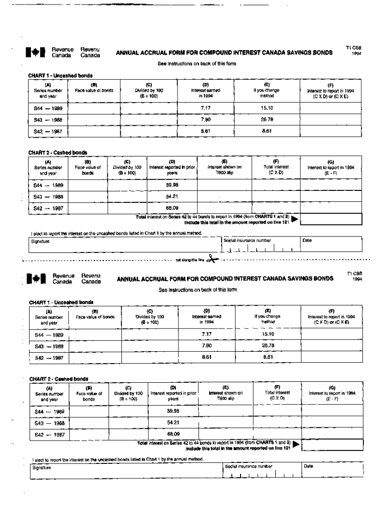 Fillable Online 5004-CSB Compound interest Canada savings bonds (CSB ...