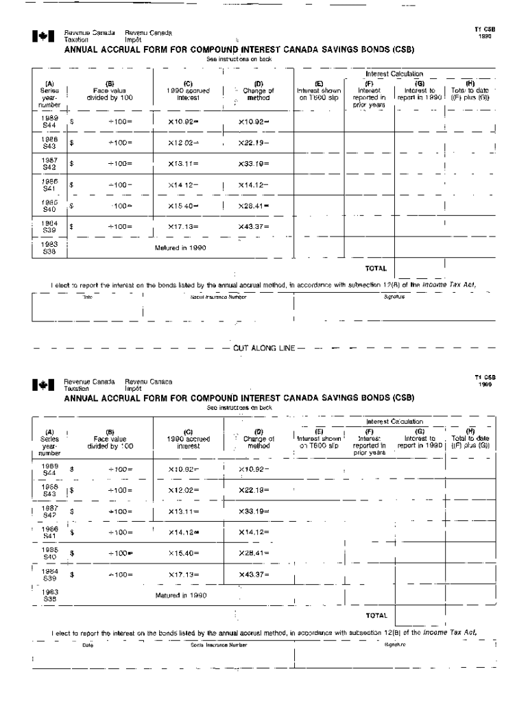 Fillable Online 5011-CSB Compound interest Canada savings bonds (CSB ...