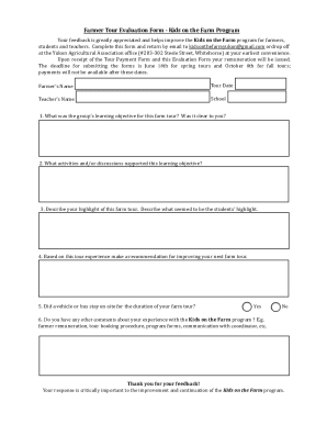 Fillable Online Farmer Tour Eval Form Fax Email Print - pdfFiller