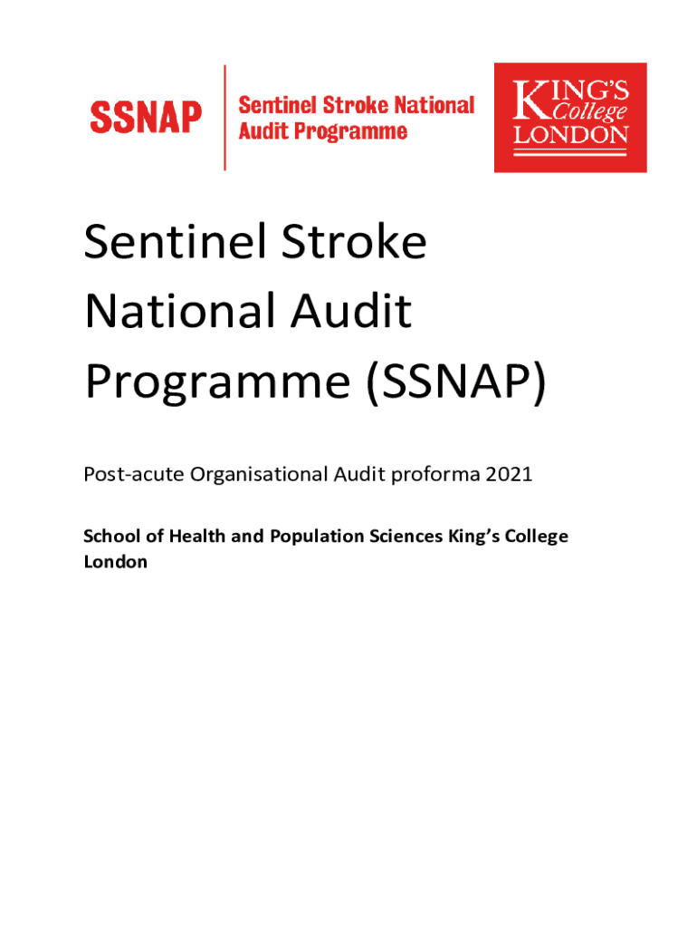 Fillable Online Sentinel Stroke National Audit Programme (SSNAP ...