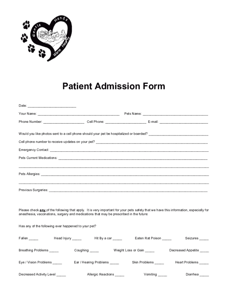 Fillable Online East Lansing Veterinary Clinic New Client/Patient Form ...