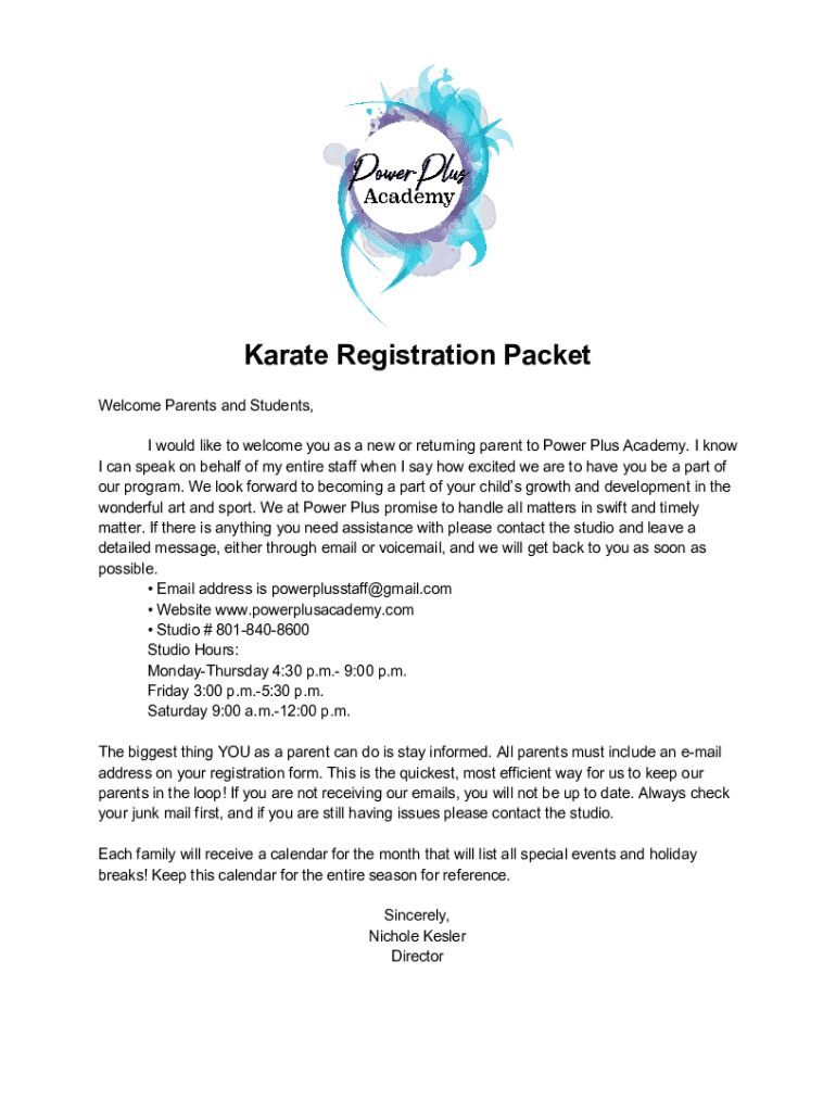 Fillable Online The Clearwater Open Karate Championships REGISTRATION ...
