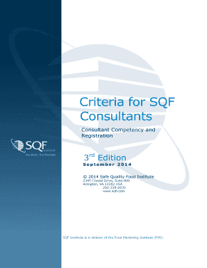 Fillable Online Criteria for SQF Fax Email Print - pdfFiller
