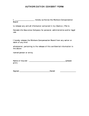 Fillable Online AUTHORIZATION CONSENT FORM - Canada Life Fax Email ...