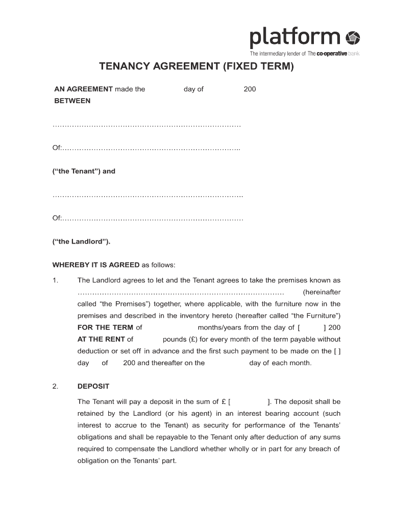Fillable Online TENANCY AGREEMENT (FIXED TERM) Fax Email Print - pdfFiller