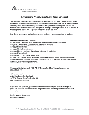 Fillable Online AFS Dealer Application for Independent Dealers - AFS ...