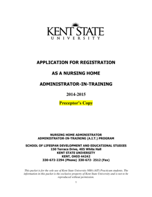 Fillable Online www2 kent APPLICATION FOR REGISTRATION - Kent State ...