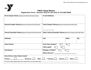 Fillable Online ymcabuffaloniagara YMCA Camp Weona - YMCA Buffalo ...