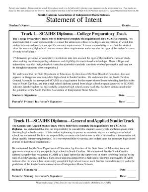 Fillable Online High School Statement of Intentp65 - SCAIHS Fax Email ...