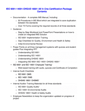 Fillable Online ISO 9001-14001-OHSAS 18001 All In One Certification ...