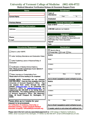 Fillable Online uvm Form - University of Vermont Fax Email Print ...