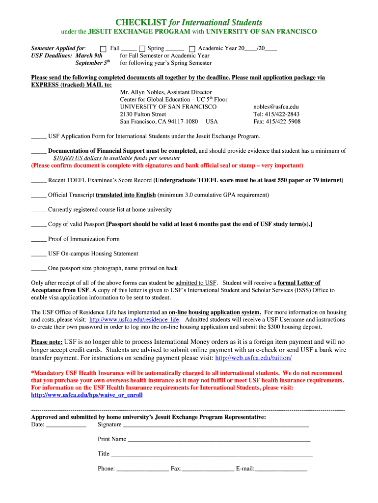 Fillable Online USF JEP Check list copydoc Fax Email Print - pdfFiller