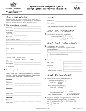 Fillable Online 956 - Appointment of a migration agent or exempt agent ...