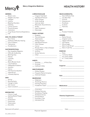 Fillable Online Health history form - Mercy Fax Email Print - pdfFiller