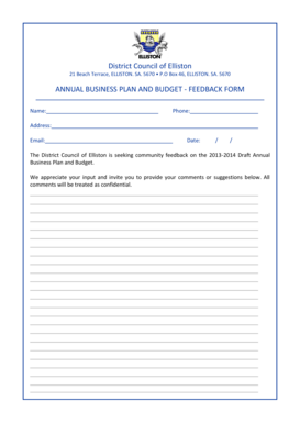 Fillable Online Annual Business Plan and Budget - Submission Form Fax ...