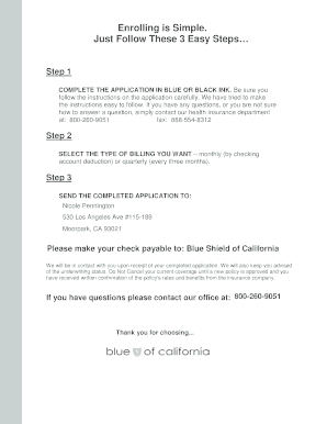 Fillable Online Blue Shield California Printable PDF Health Application ...