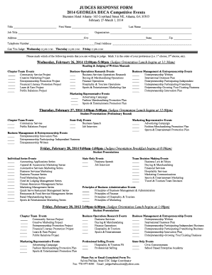Fillable Online gadeca DECA Judges Form 2014 - Georgia DECA Fax Email ...