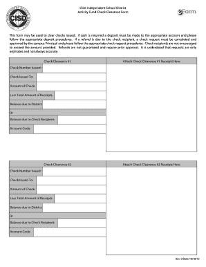 Fillable Online Activity Fund Check Clearance Form Fax Email Print ...