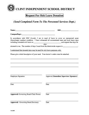 Fillable Online Request For Sick Leave Donation Fax Email Print - pdfFiller