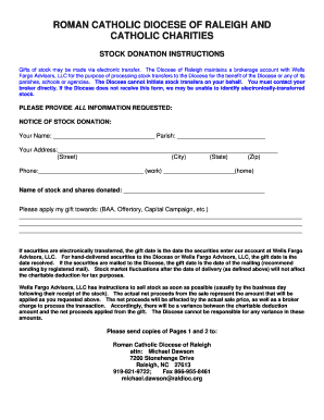 Fillable Online dioceseofraleigh The Diocese of Raleigh maintains a brokerage account with Wells ...