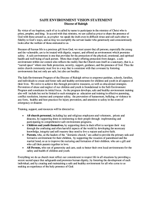 Fillable Online dioceseofraleigh SAFE ENVIRONMENT VISION STATEMENT Fax ...