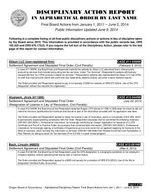 Fillable Online oregon DISCIPLINARY ACTION REPORT - Oregongov Fax Email Print - pdfFiller