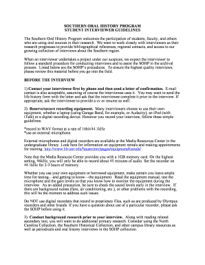Fillable Online Student guide to oral history - Southern Oral History ...