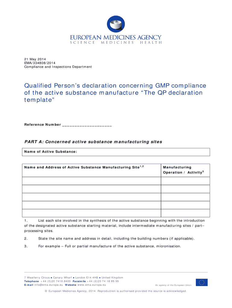 Fillable Online Qualified Persons declaration concerning GMP compliance ...