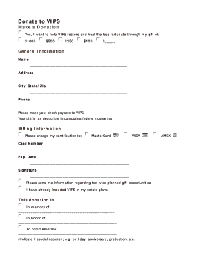 Fillable Online plasticsurgery Donate to VIPS Make a Donation ...