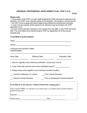 Fillable Online INDIVIDUAL PROFESSIONAL DEVELOPMENT PLAN - IPDP Fax Email Print - pdfFiller