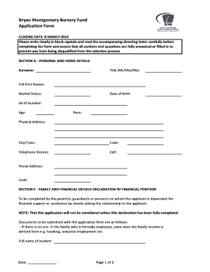 Fillable Online how to apply for bryan mongomery bursary fund form Fax ...