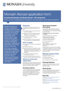 Fillable Online monash Monash Abroad application form - Home - Monash ...