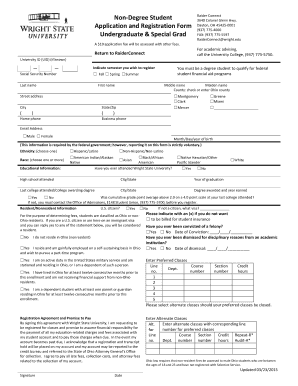 Fillable Online wright Non-degree application form - Wright State University Fax Email Print ...