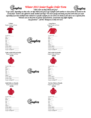 Fillable Online 2011 Senior Eagles Order Form Fax Email Print - pdfFiller