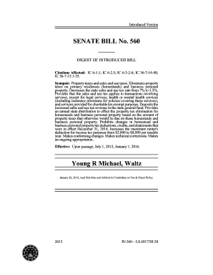 Fillable Online SENATE BILL No 560 - bIndianab General Assembly ...
