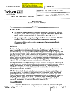 Fillable Online Delineation of Privileges Form - Adult Sedation ...
