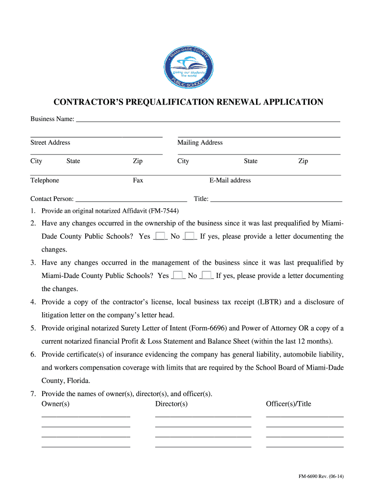 Fillable Online Clear Form CONTRACTOR S PREQUALIFICATION RENEWAL ...