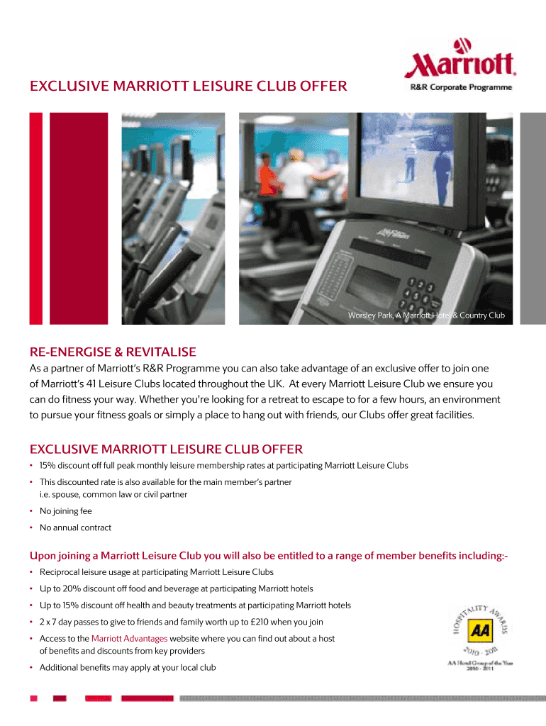 Fillable Online Exclusive Marriott Leisure Club Offer Fax Email Print ...