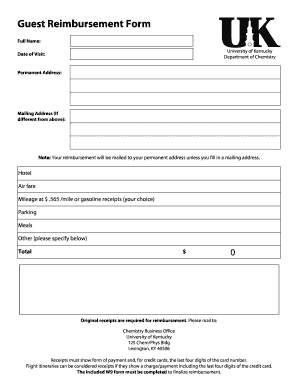 Fillable Online Guest Reimbursement Form Fax Email Print - pdfFiller