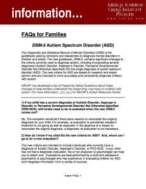 Fillable Online DSM-5 Autism Spectrum Disorder (ASD) Fax Email Print ...