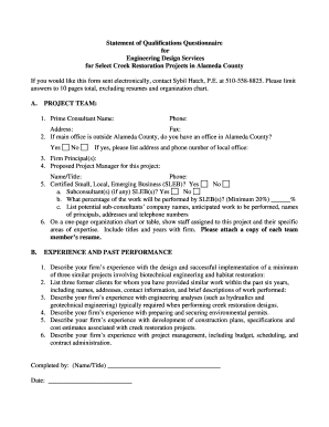 Fillable Online co alameda ca Statement of Qualifications Questionnaire ...