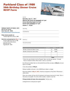 Fillable Online parklandsd Cruise Reservation Form - Parkland School District - parklandsd Fax ...