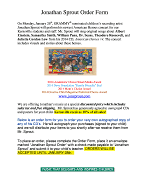 Fillable Online parklandsd Jonathan Sprout Order Form - parklandsd Fax ...