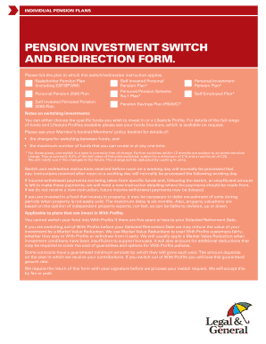 Fillable Online Pension investment switch and redirection form ...