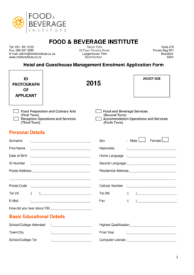 Fillable Online Hotel and Guesthouse Management Enrolment Application ...