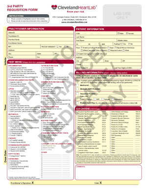 Fillable Online REQUISITION FORM LAB USE - Cleveland HeartLab, Inc ...