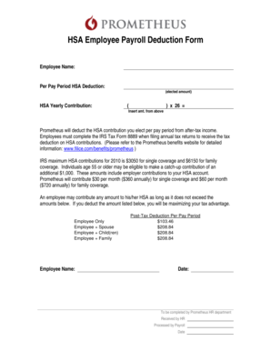 Fillable Online HSA Employee Payroll Deduction Form Fax Email Print ...