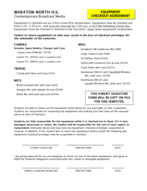 Fillable Online cusd200 WHEATON NORTH HS EQUIPMENT Contemporary ...